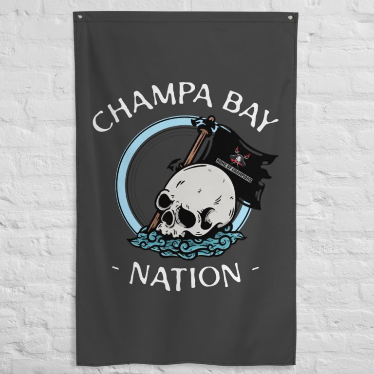 Champa Bay Nation Skull and Water Black Flag - CHAMPA BAY NATION